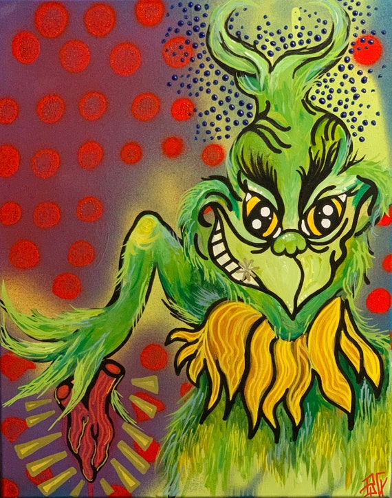 The Grinch Acrylic on Canvas Grinch Painting Grinch Artwork | Etsy
