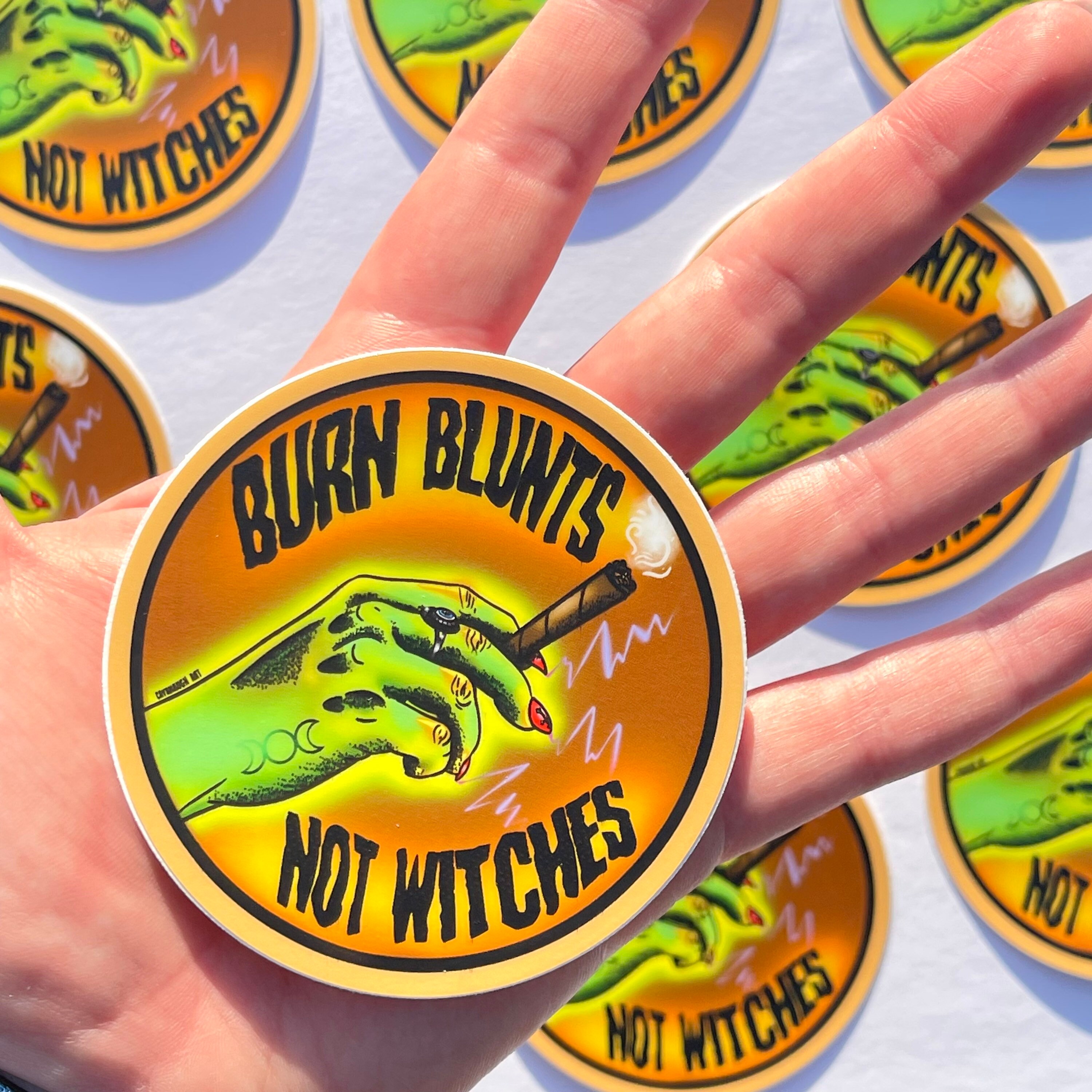 Burn Blunts Not Witches Sticker Blunt Sticker Weed Witch - Etsy