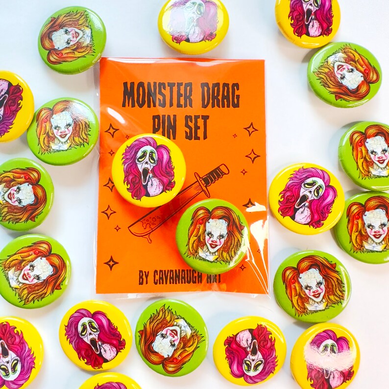 Monster Drag Pin Set Halloween Pin Set Horror Movie Pin Set - Etsy