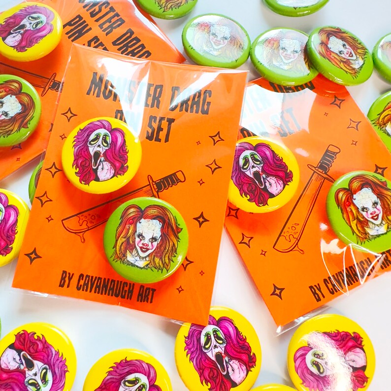 Monster Drag Pin Set Halloween Pin Set Horror Movie Pin Set - Etsy