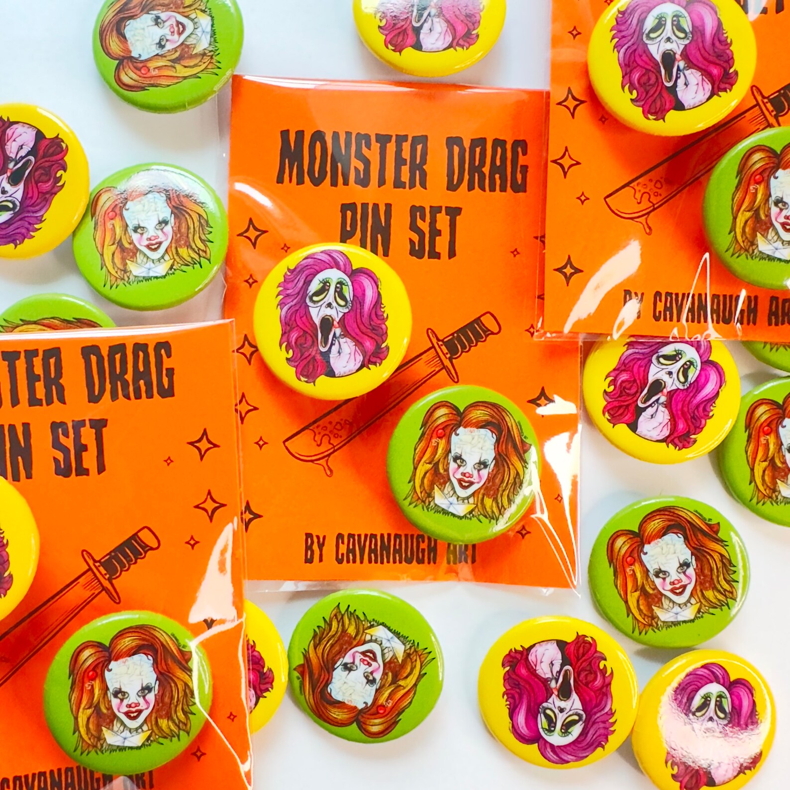 Monster Drag Pin Set Halloween Pin Set Horror Movie Pin Set - Etsy