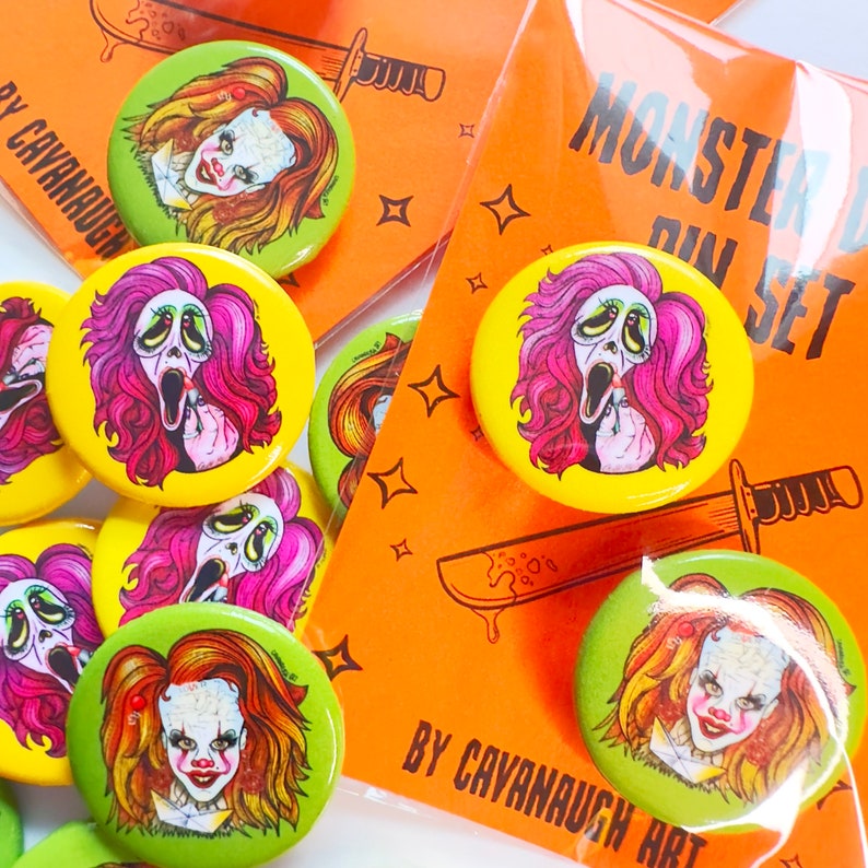 Monster Drag Pin Set Halloween Pin Set Horror Movie Pin Set - Etsy