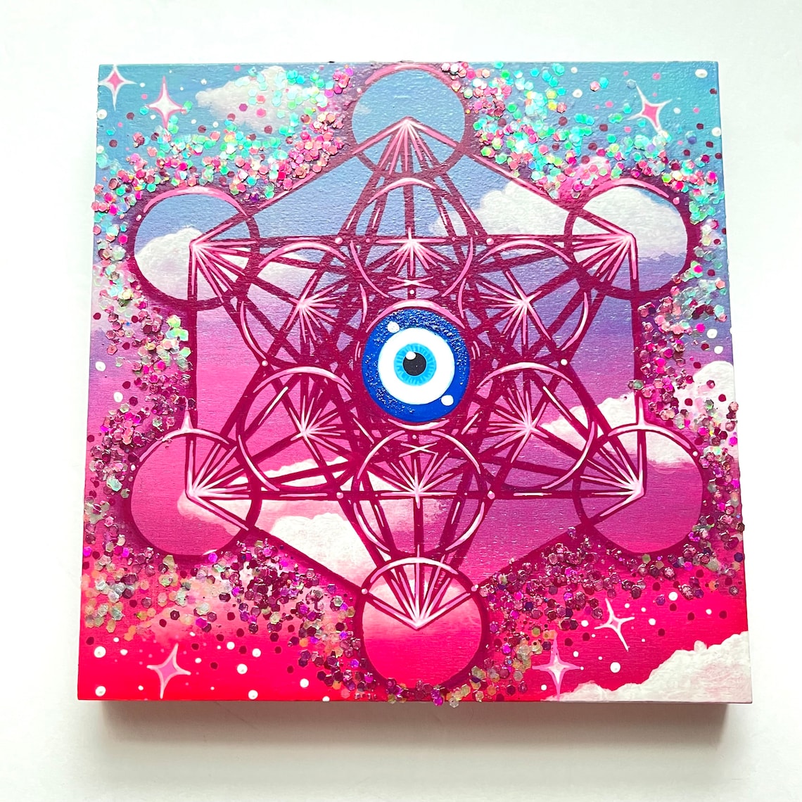 Evil Eye Painting Sacred Geometry Painting Metatron - Etsy