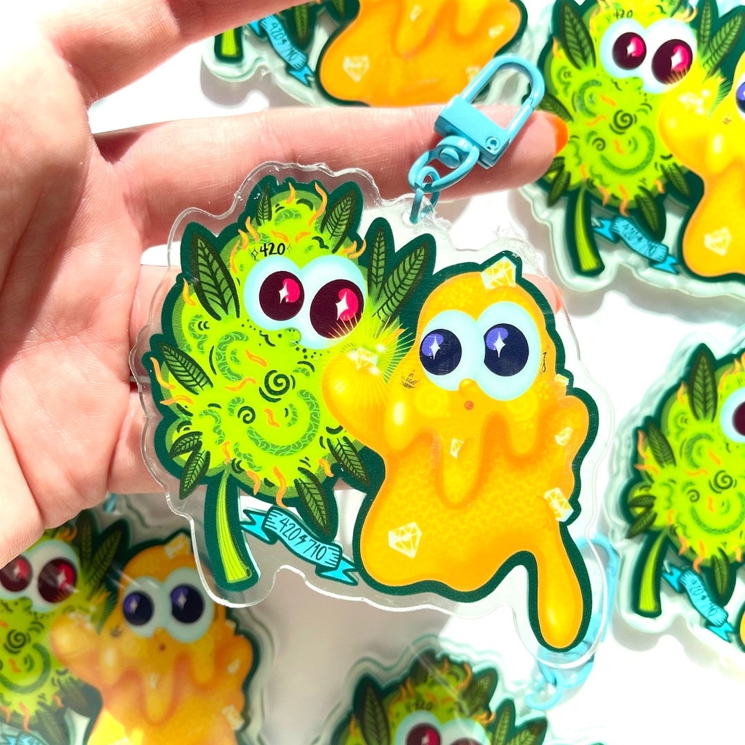 Weed and Dab Keychain, Cannabis Keychain, Clear Keychain, Weed Keychain ...