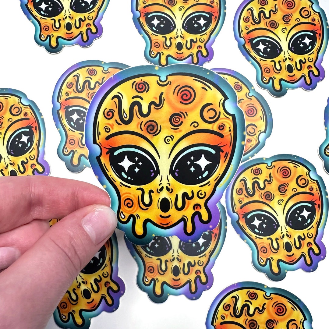 Cheese Alien Sticker, Cheese Sticker, Cheese and Space Sticker ...