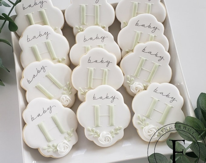Neutral Baby Shower Cookies/greenery Baby Shower - Etsy