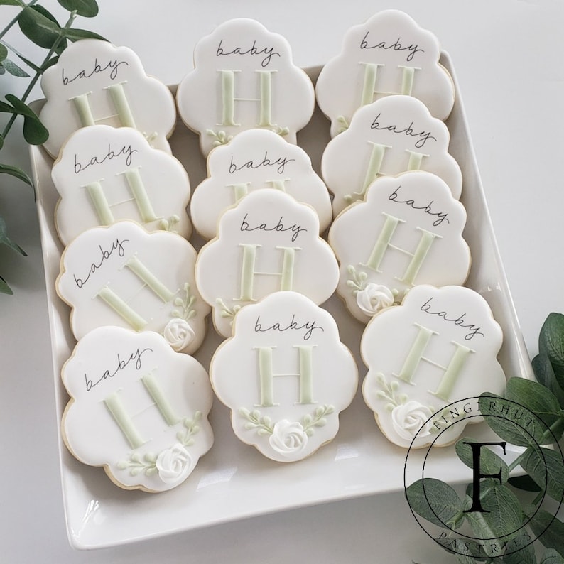 Neutral Baby Shower Cookies/greenery Baby Shower - Etsy
