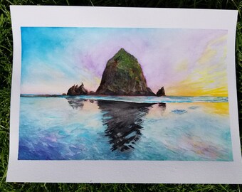 Red Sky on Cannon Beach, John Ebner 8 X 10 Decorative Ceramic Tile ...