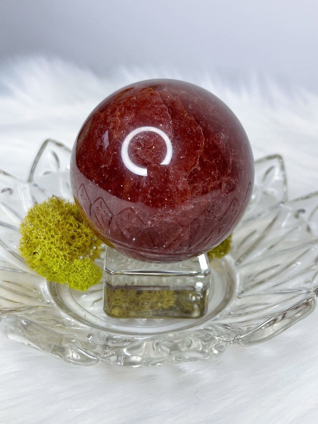 Red Orange Strawberry Quartz Sphere, Natural Strawberry Quartz Crystal ...