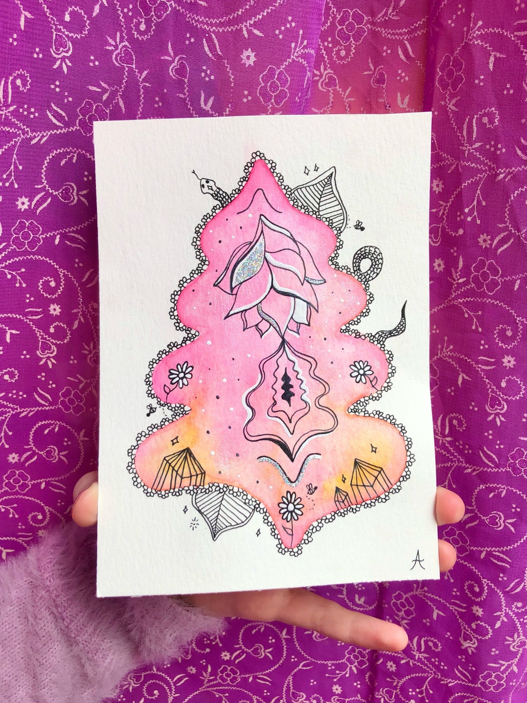 Katya Watercolor Yoni Painting Yoni Painting Vulva - Etsy