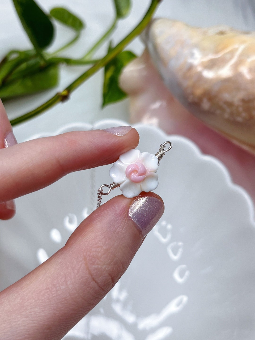 Queen Conch Shell Necklace, Conch Shell Flower Necklace, Pink Conch ...