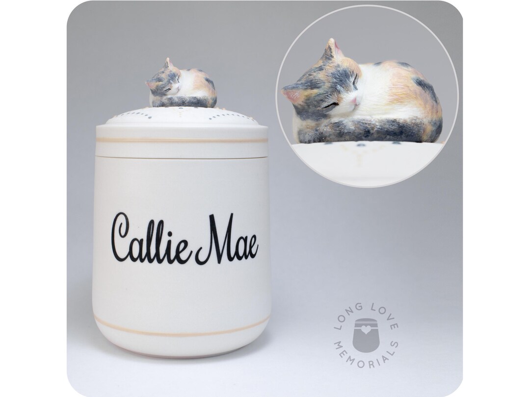 Calico Cat • Painted Cat Portrait Urn • Personalized Urn for Cat Ashes ...