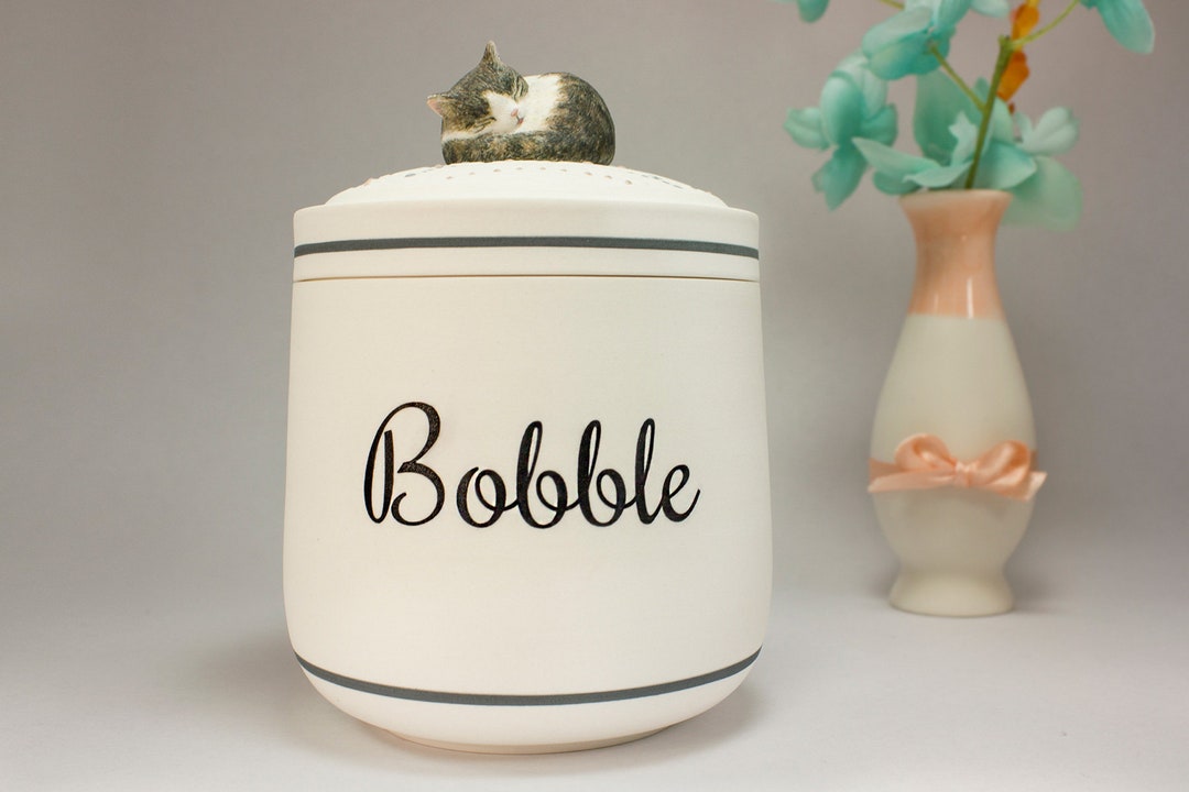 Tabby Cat Urn {your Cat's Portrait/name: Brown White Gray Cat} Custom ...
