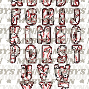 Baseball Doodle Font PNG - Etsy
