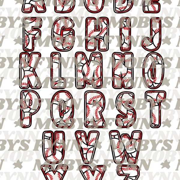 Baseball Doodle Font Png - Etsy