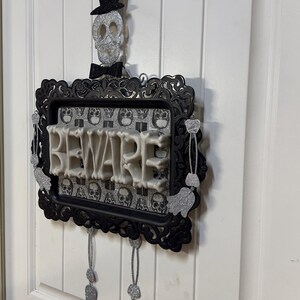 Skeleton Holding a Sign “BEWARE” - Etsy