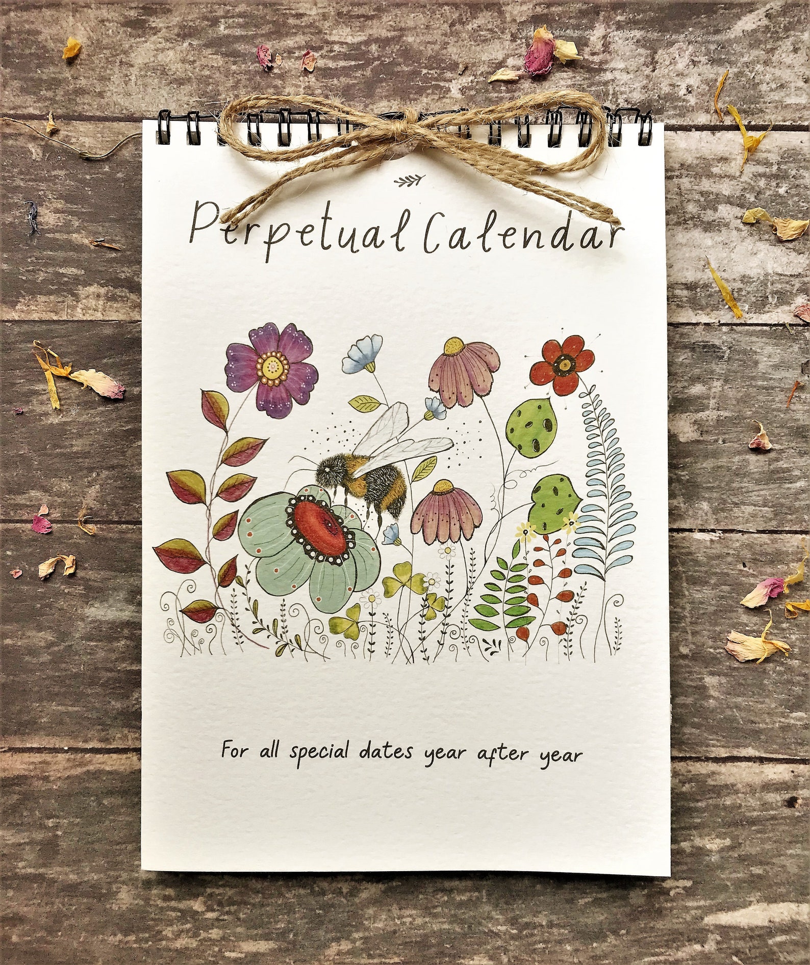 Floral Perpetual Calendar – A5 Handmade Illustrated Birthday Reminder ...