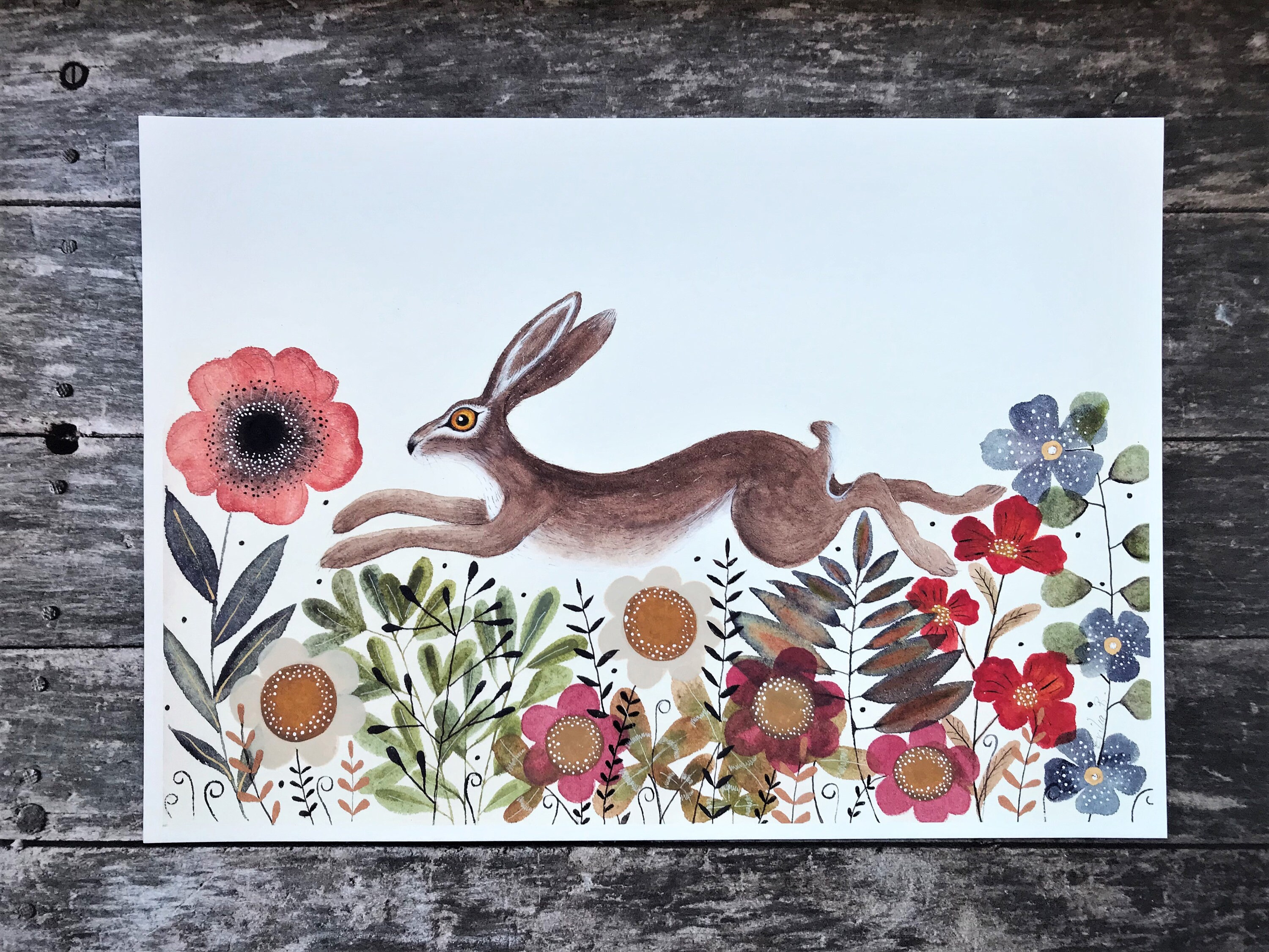 Hare Wall Art Hares Woodland Animal Printa4 Art Print Home - Etsy