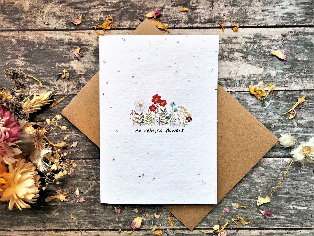 Plantable Seed Paper Card: Watercolor Flower Design, Inspirational A6 ...