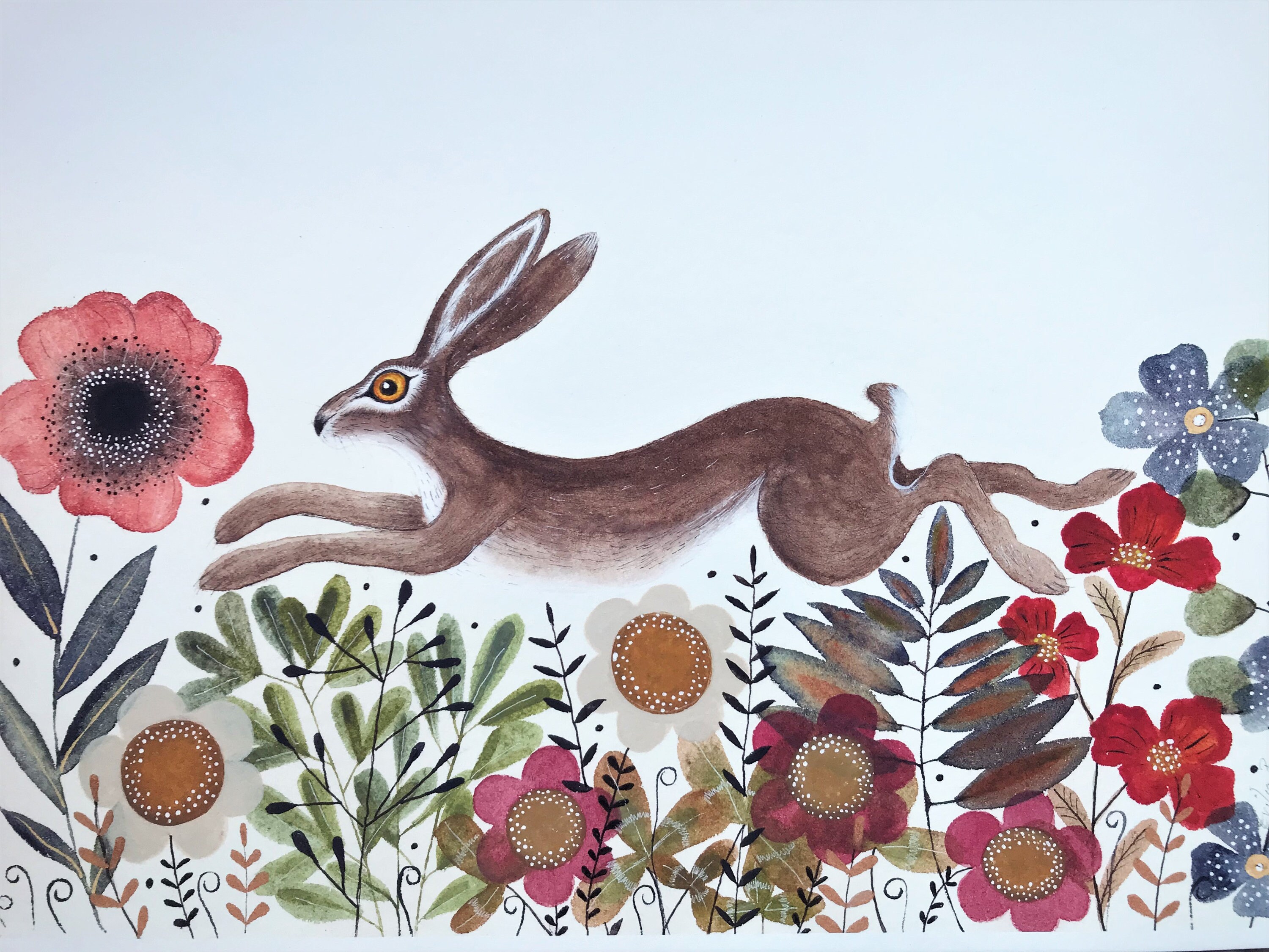 Hare Wall Art Hares Woodland Animal Printa4 Art Print Home - Etsy