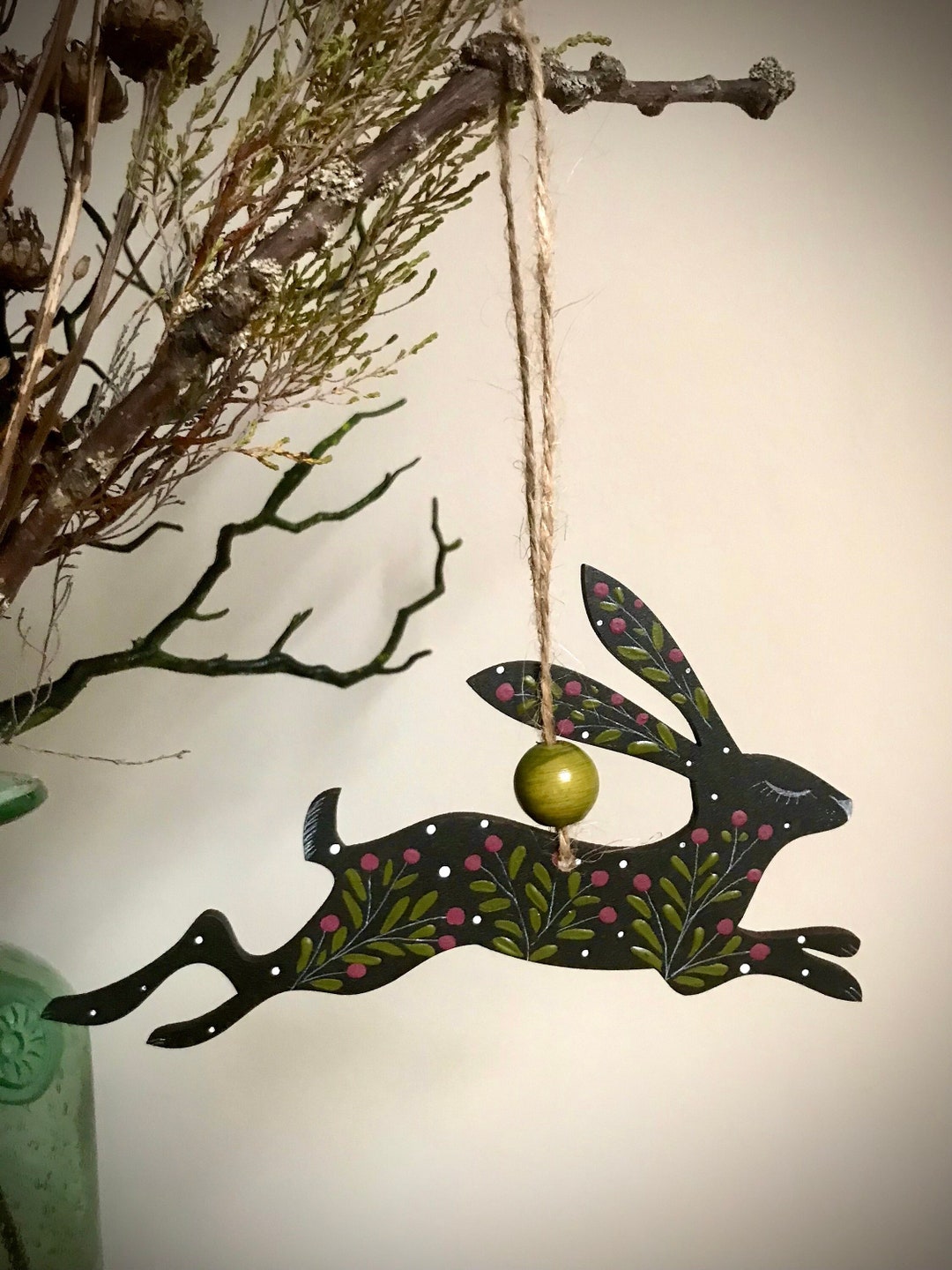 Wooden Hare Christmas Tree Decoration, Christmas Ornaments, Xmas Décor ...