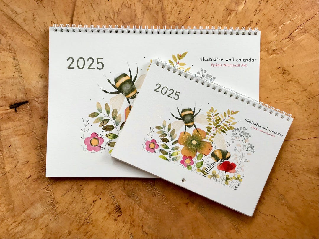 2025 Floral Art Calendar A4: Handmade Illustrated Wall Calendar - Etsy