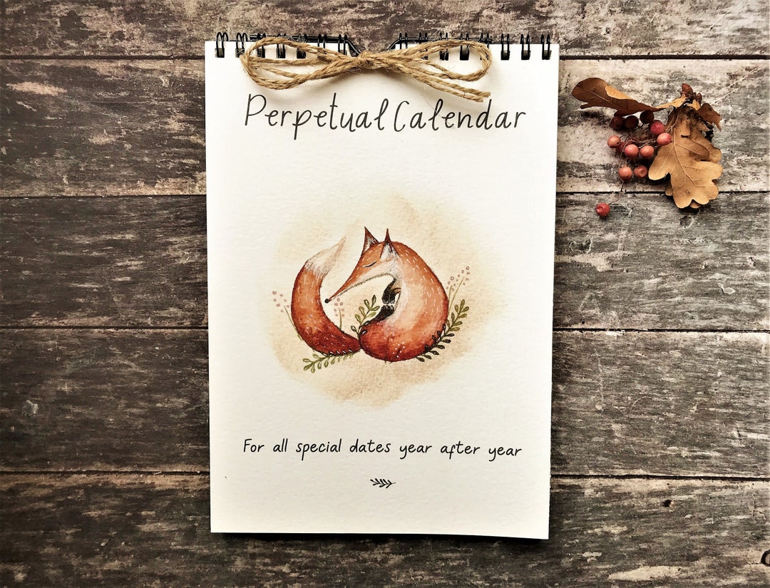 Handmade Perpetual Calendar: Illustrated Animal Design, A5 Size - Etsy