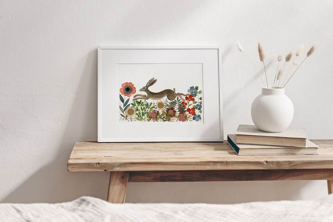 Hare Wall Art, Hares, Woodland Animal Print,a4 Art Print, Home Décor ...