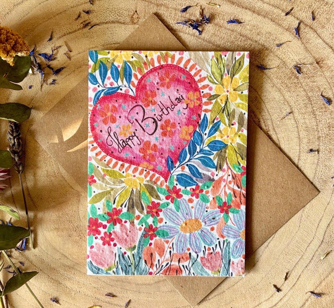 Plantable Seed Paper Birthday Card: Bee & Flower Design - Etsy