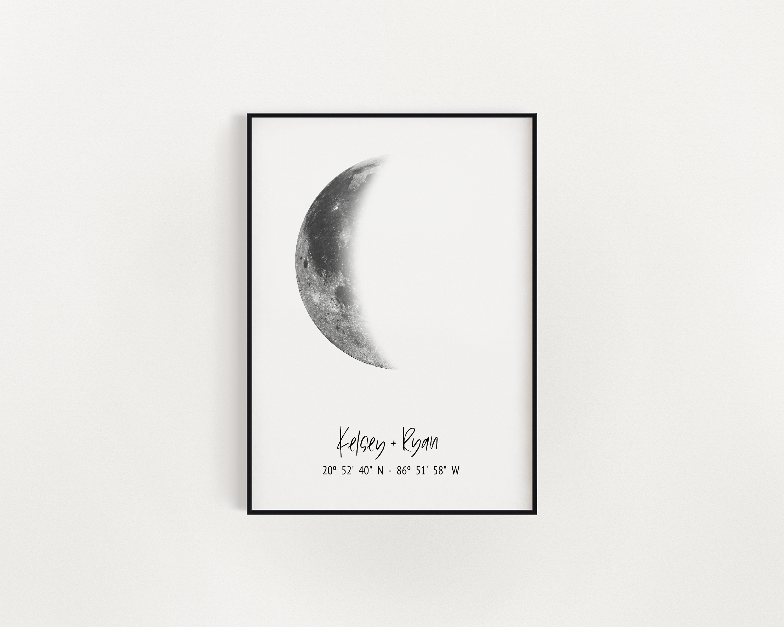 Moon Phase 3 Print, Personalized Moon Print, Coordinates, Full Moon ...