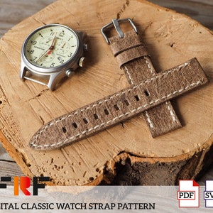 PDF/SVG Pattern for Classic Leather Watch Strap 20mm Lugs Wide Three ...