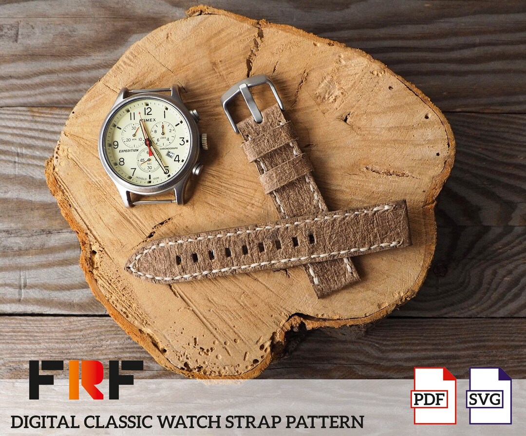 PDF/SVG Pattern for Classic Leather Watch Strap 20mm Lugs Wide Three ...