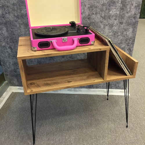 Walnut Record Player Stand and Vinyl Storage Cabinet Featuring - Etsy