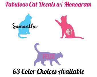 Cat monogram decal | Etsy