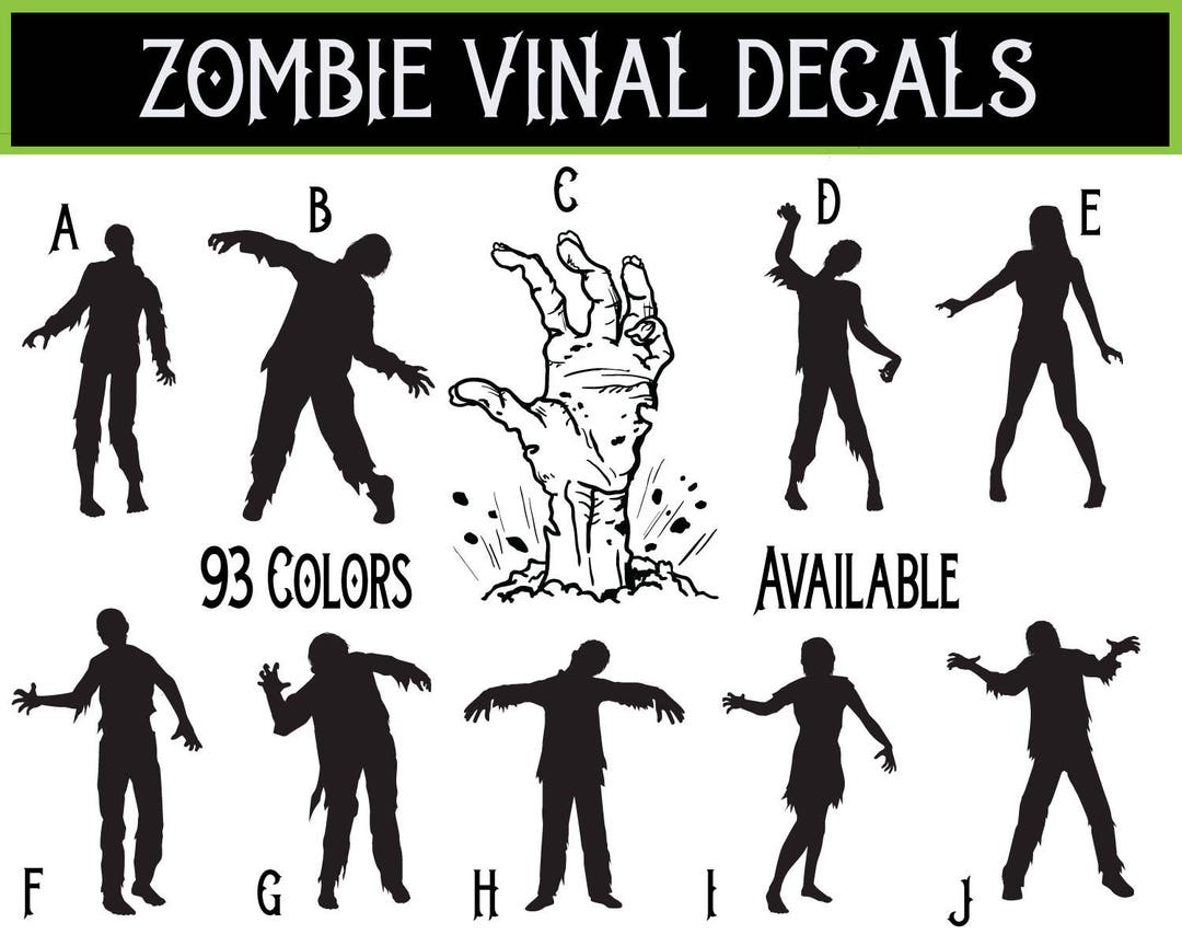 Zombie Halloween Decals / Zombie Sticker / Zombie Decal / Zombie Car ...