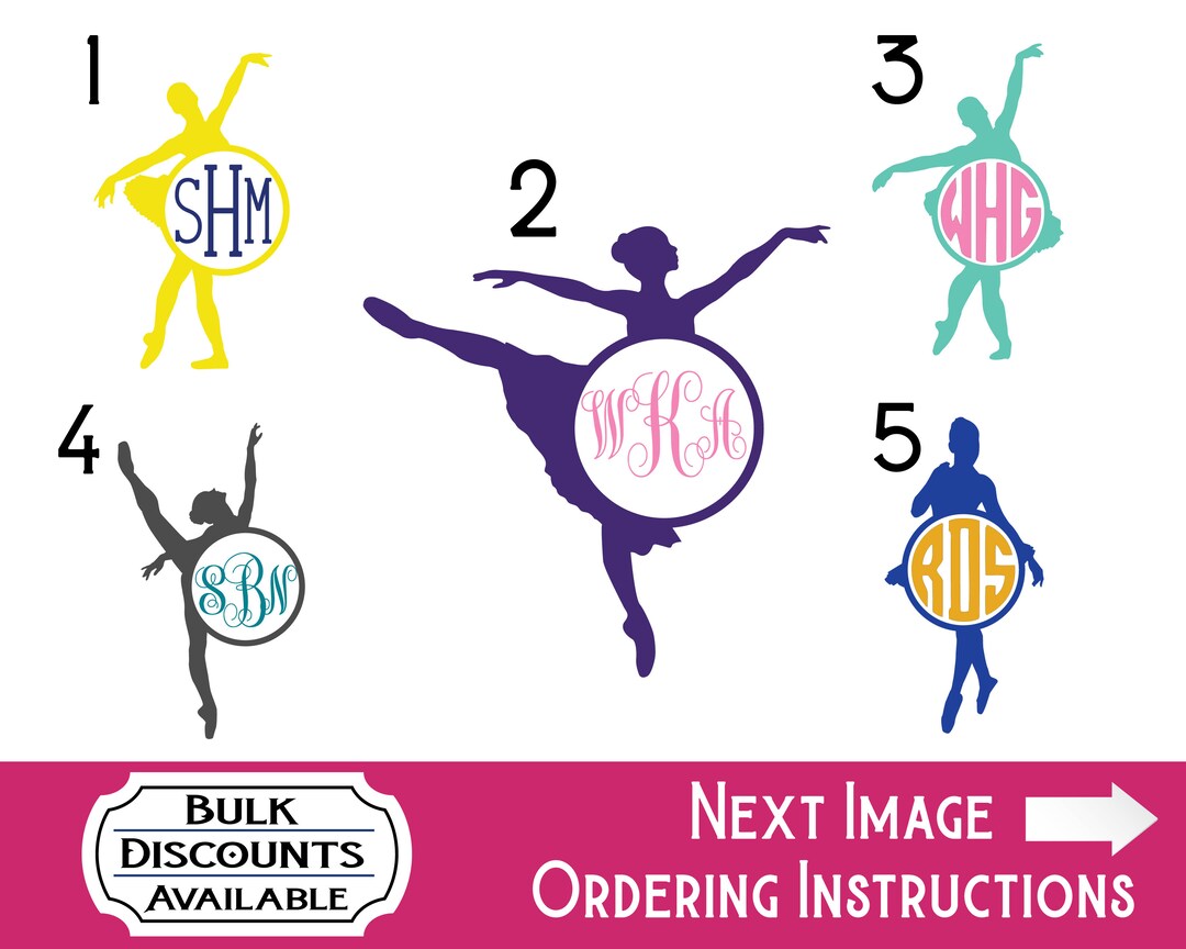 Ballet Dance Monogram Vinyl Decal: Personalized Waterproof Sticker - Etsy
