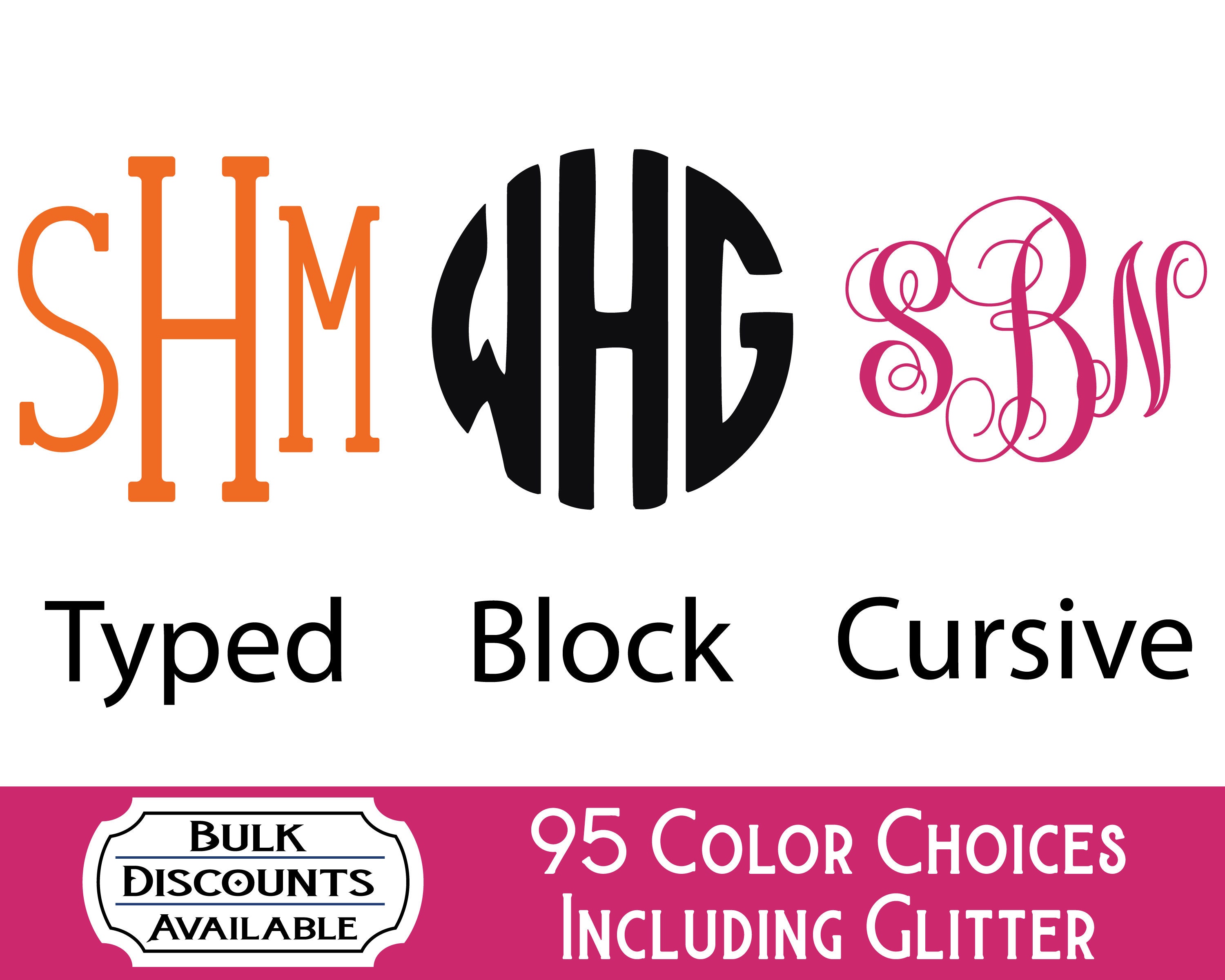 Monogram Decal / Monogram Sticker / Yeti Monogram / Tumbler | Etsy