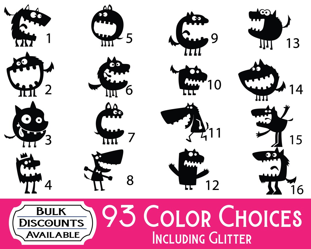 Monster Vinyl Decals - Monster Stickers for Yetis, Tumblers, Laptop ...