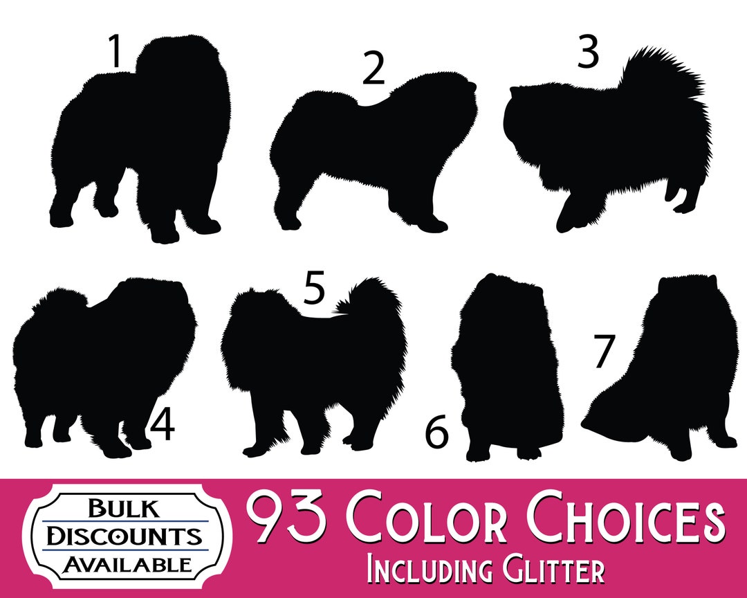 Chow Chow Silhouette Dog Decal - Dog Sticker for Cars, Laptops, Dog ...