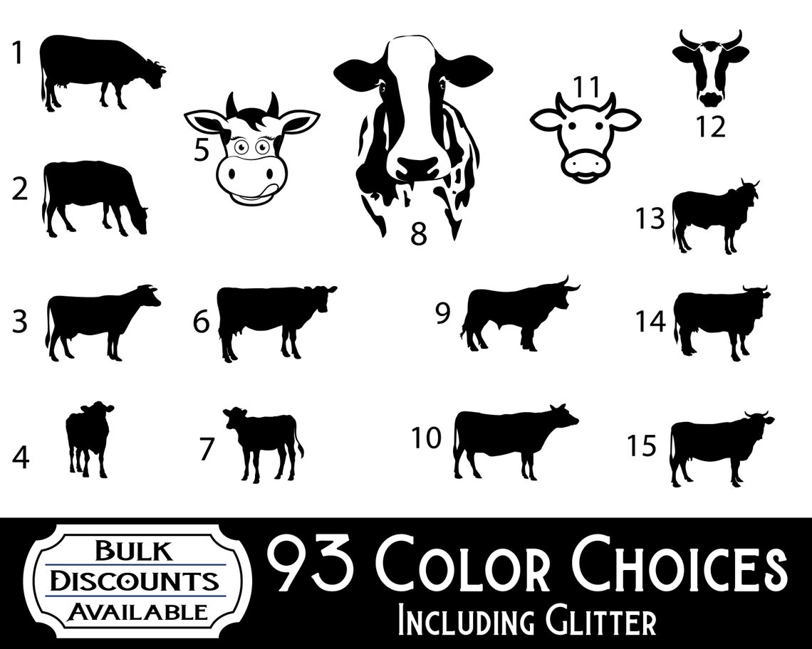 Cow Decals / Vinyl Cow Decal / Cow Silhouette / Cow Yeti Decal - Etsy