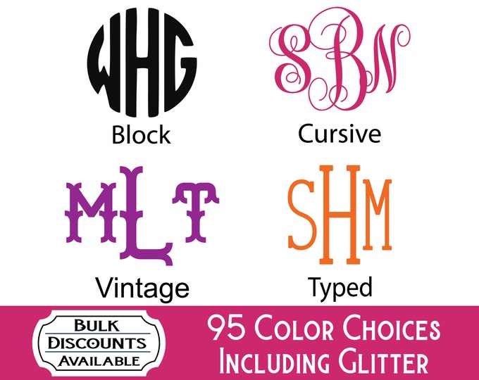 Monogram / Monogram Decal / Monogram Sticker / Decorative - Etsy