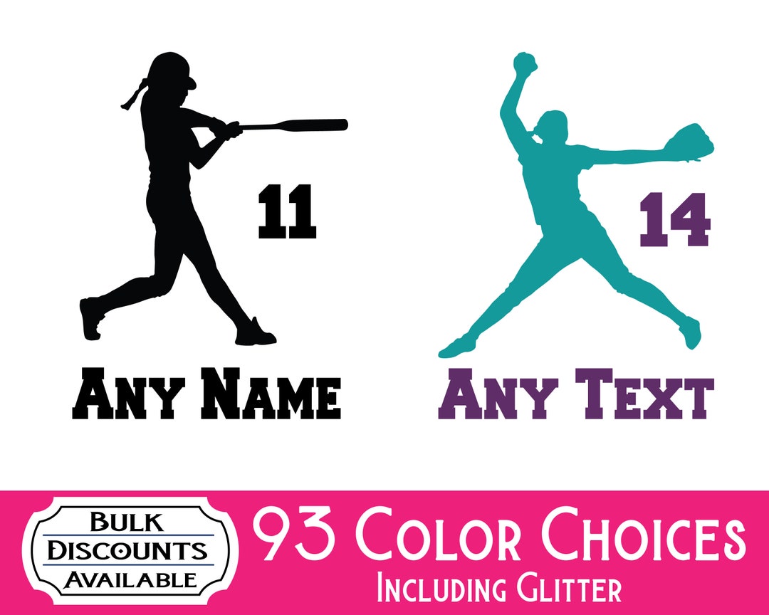 Softball Player Decals - Personalized Softball Pitcher & Batter Decals ...