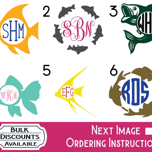 Fish Monogram Decal - Etsy