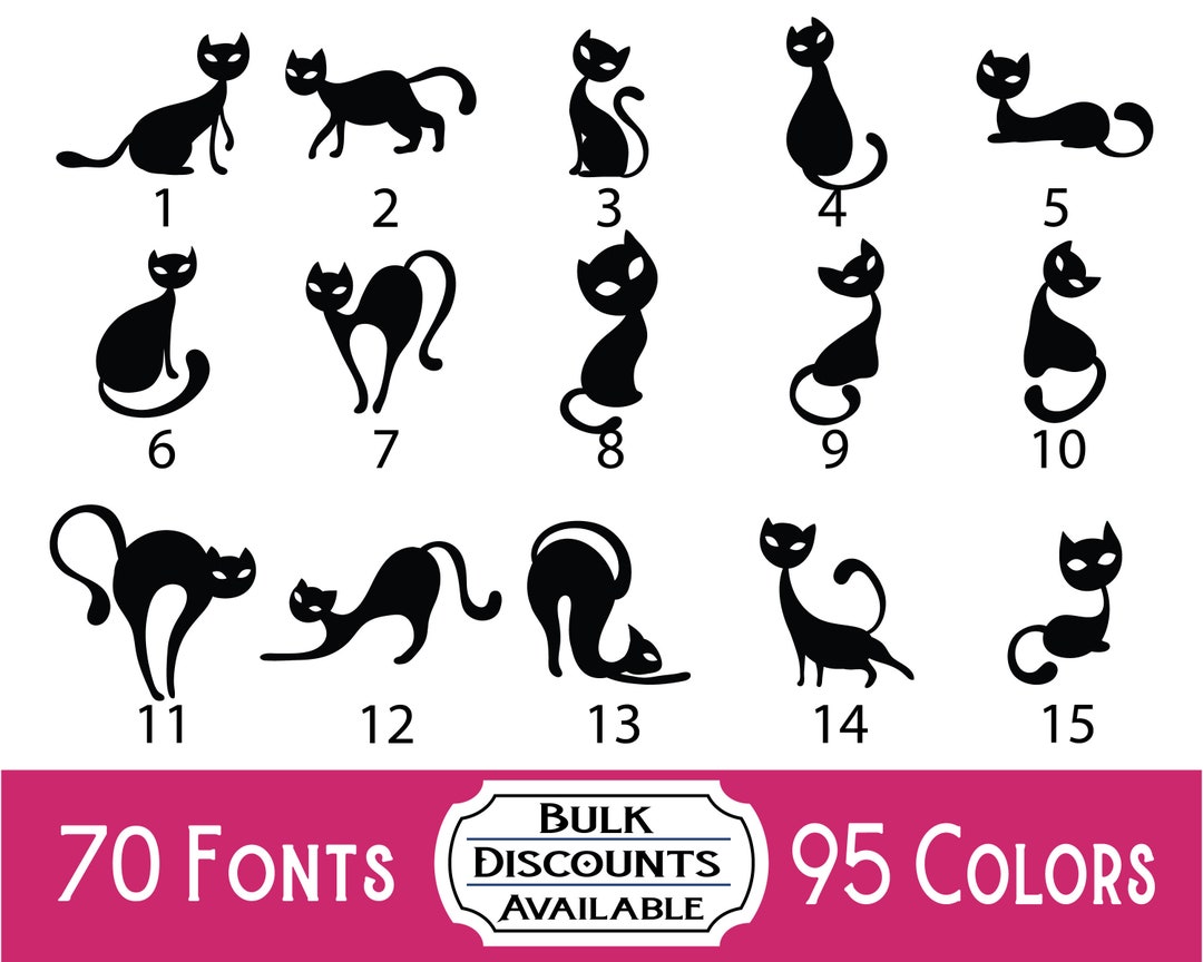 Cartoon Cat Decals - Vinyl Cat Decals for Yeti Tumblers, Laptop ...