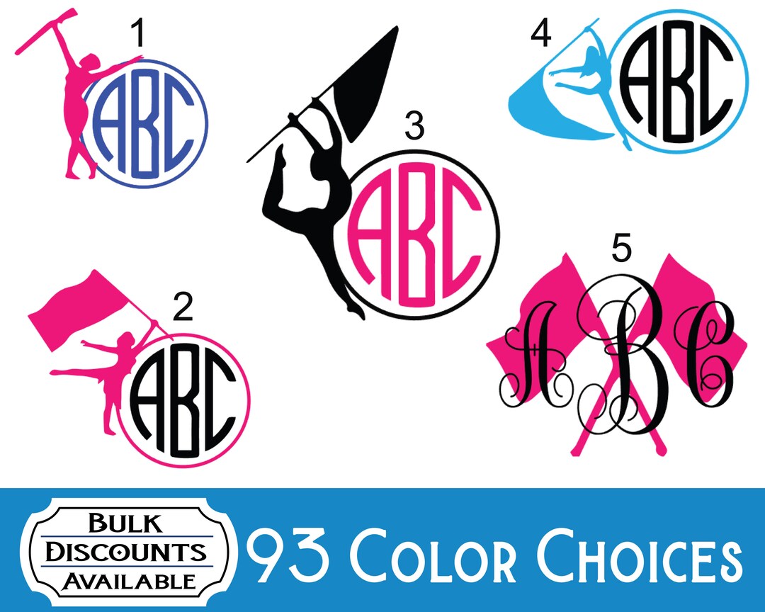 Color Guard Monogram Decal: Flag Team Vinyl Sticker, Glitter Options - Etsy