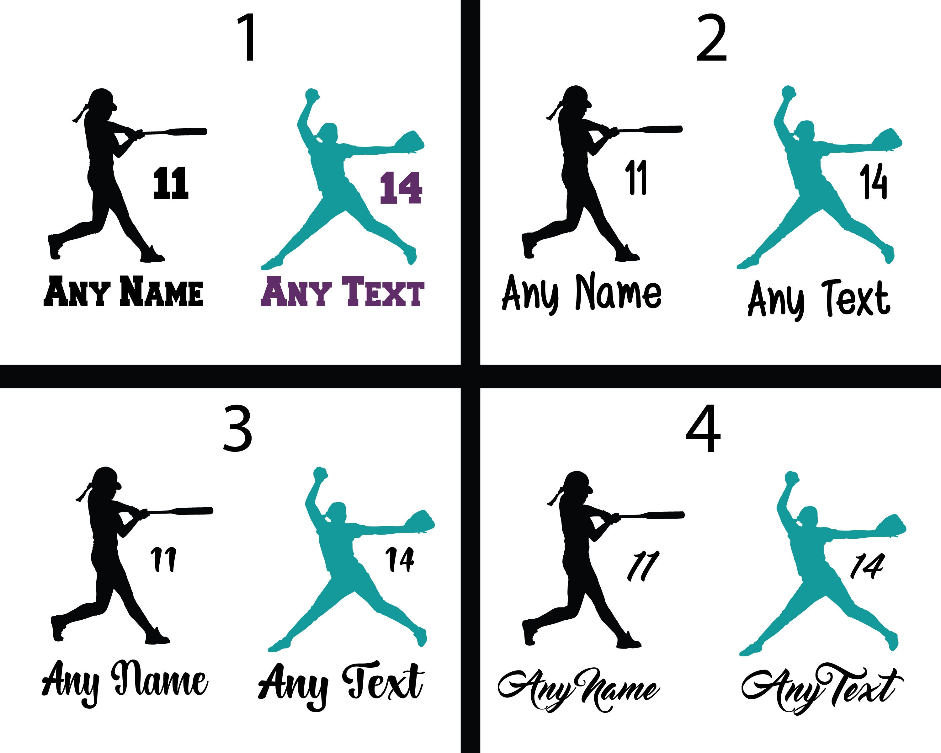 Softball Player Decals Personalized Softball Pitcher & - Etsy