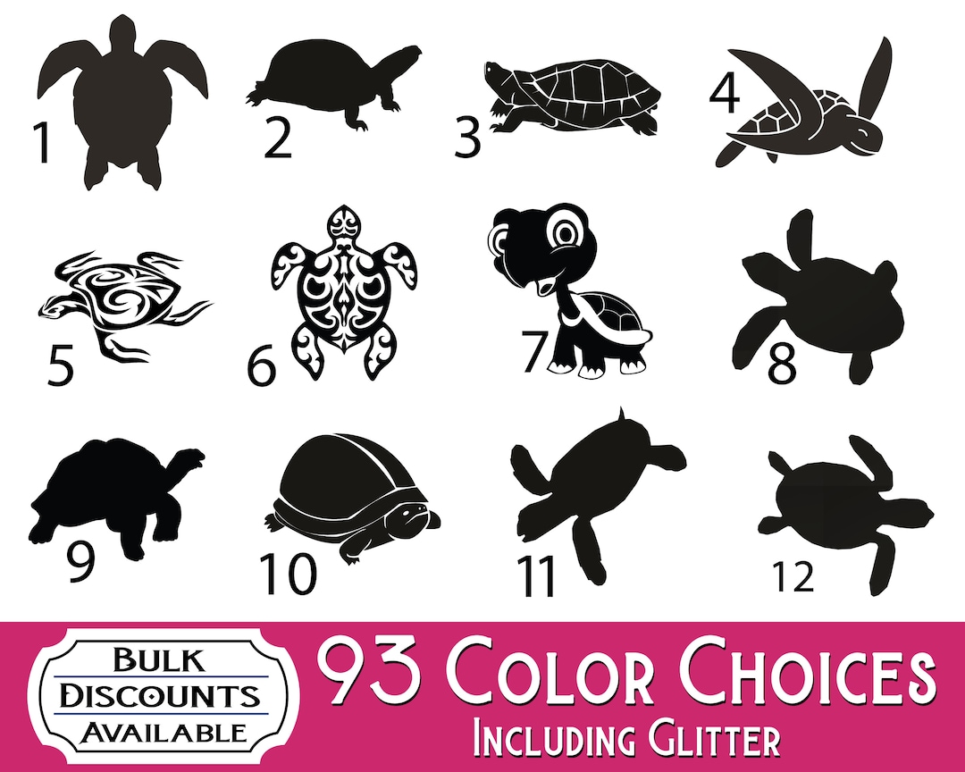 Turtle Vinyl Decals - Turtle Decals for Yeti Tumblers, Laptop Computers ...