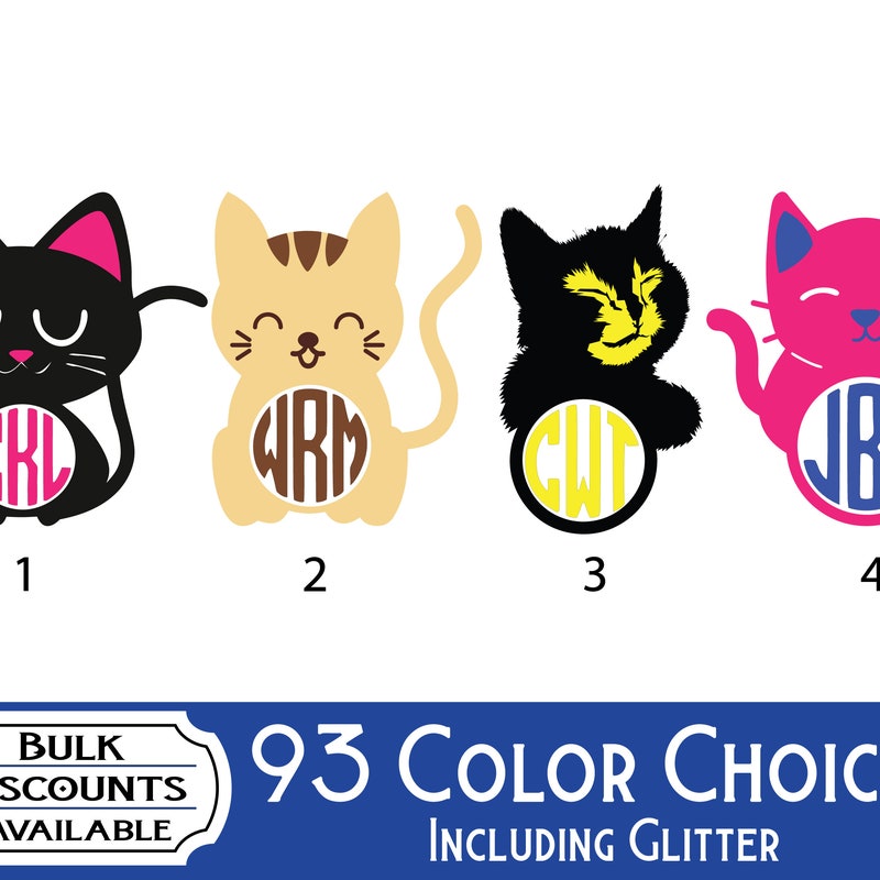 Cat Monogram Decal - Etsy