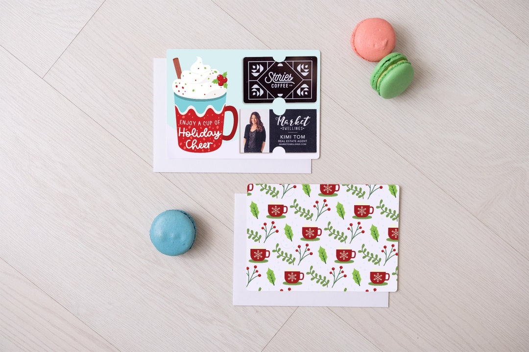 SET of Enjoy a Cup of Holiday Cheer Gift Card & Business Card Holder ...
