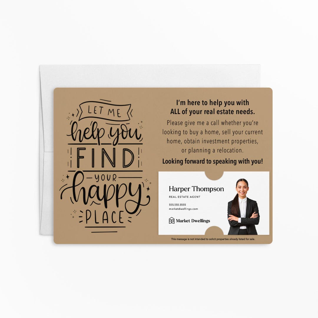 SET of Happy Place Real Estate Cards | Real Estate Agent Card ...